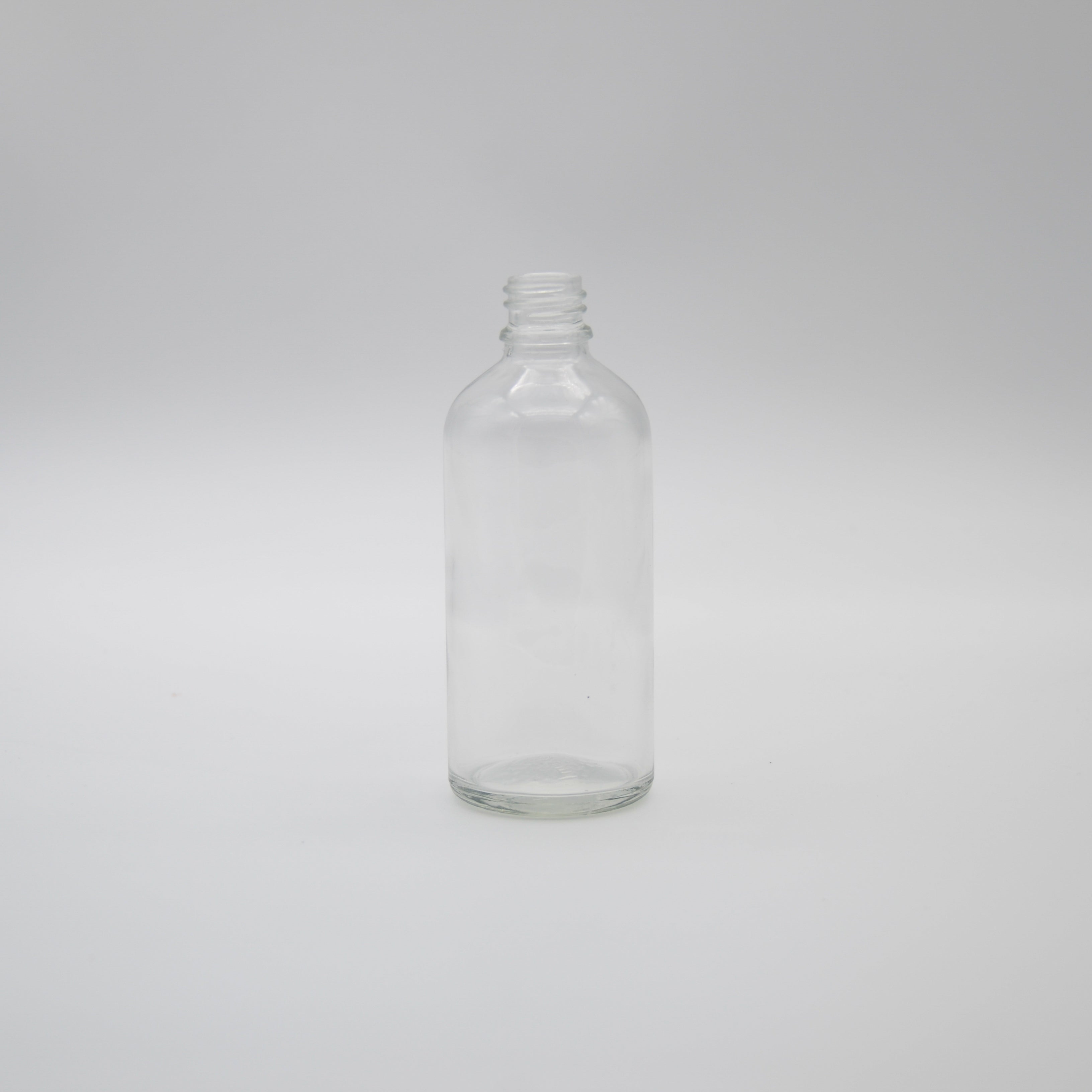 100ml Clear Glass Boston Round Bottle 18 DIN – IMPackaging